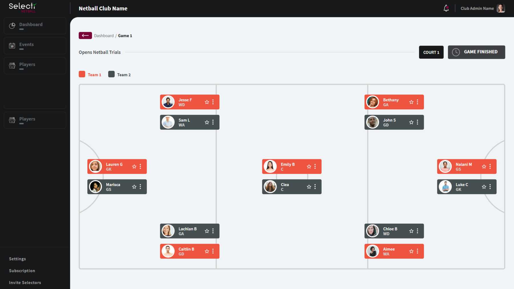 Netball team selection days made easy | Selectr